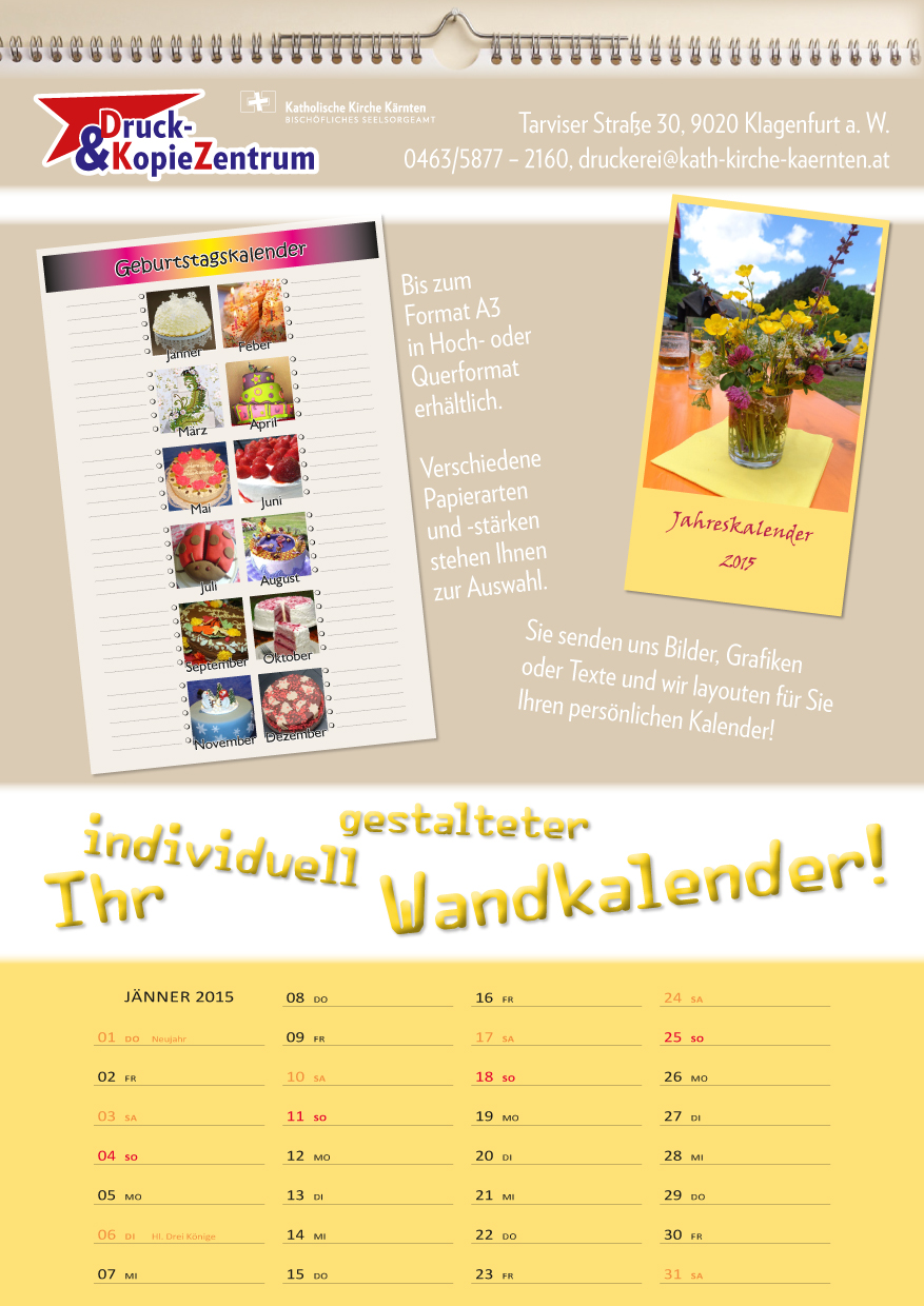 Ihr individuell gestalteter Kalender