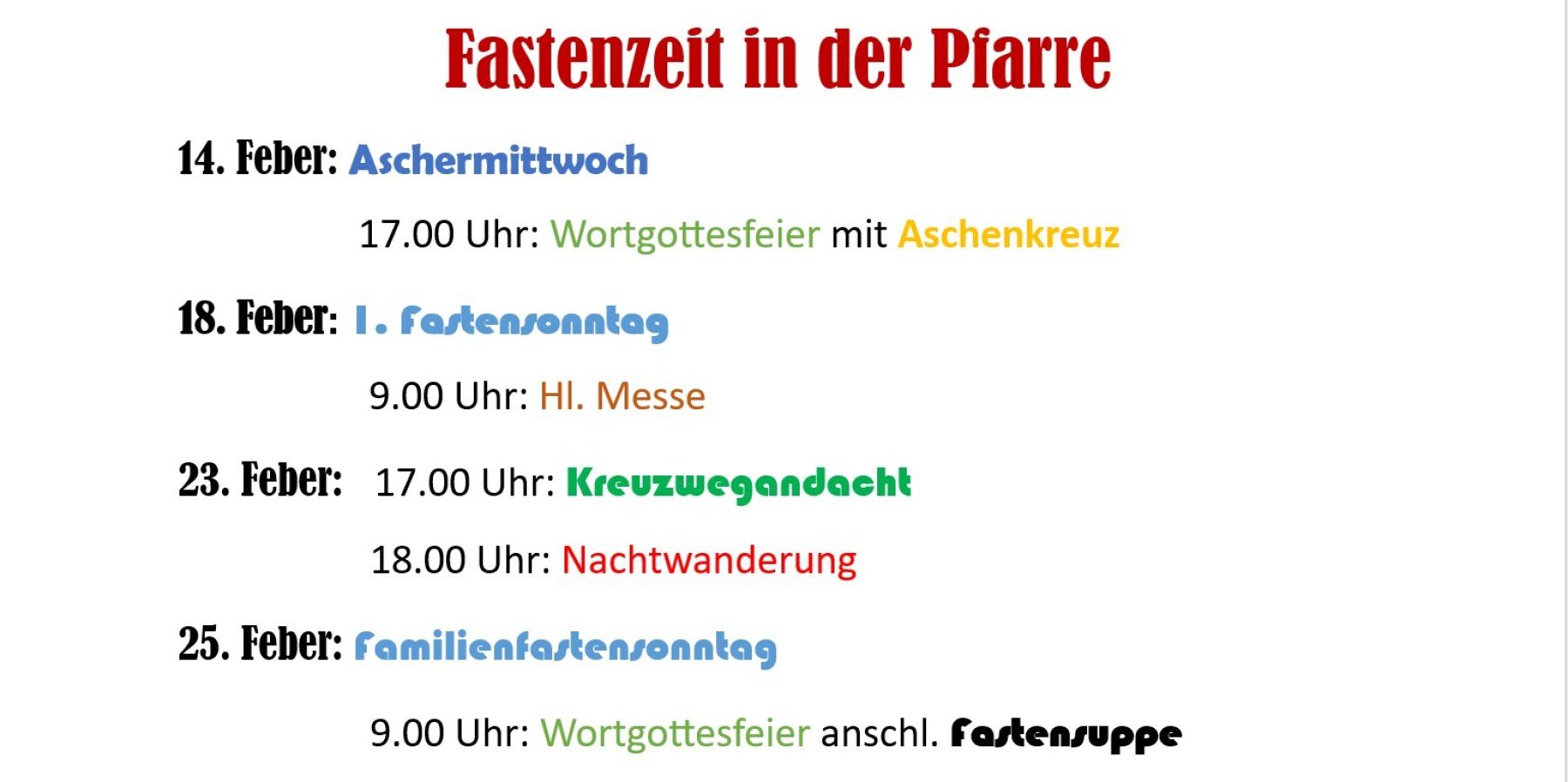 Fastenzeit in der Pfarre