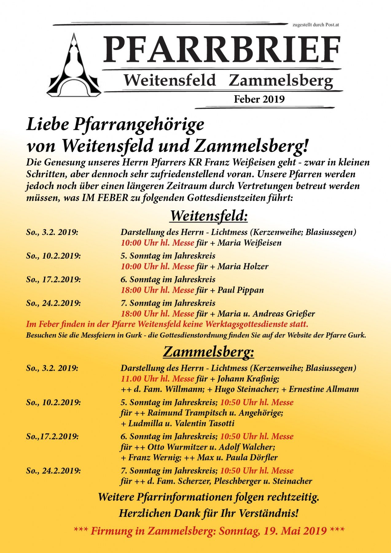 Pfarrbrief Feber 2019