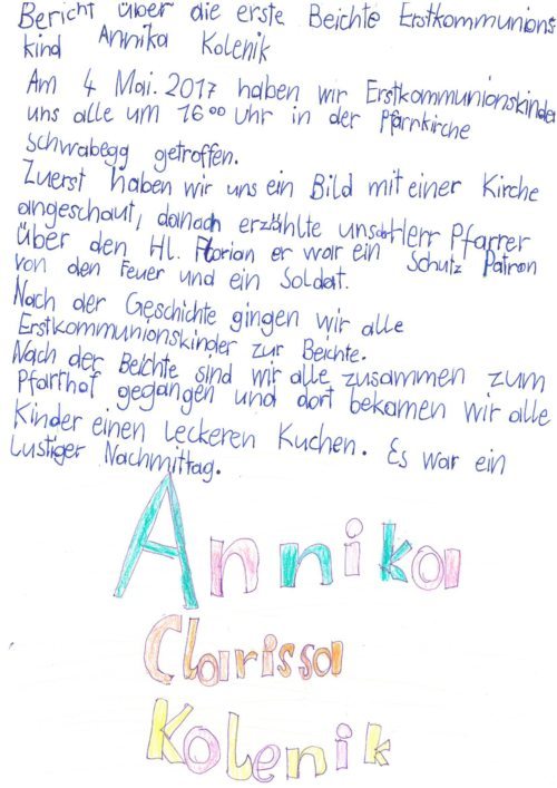 Erstbeichte • Prva sv. spoved